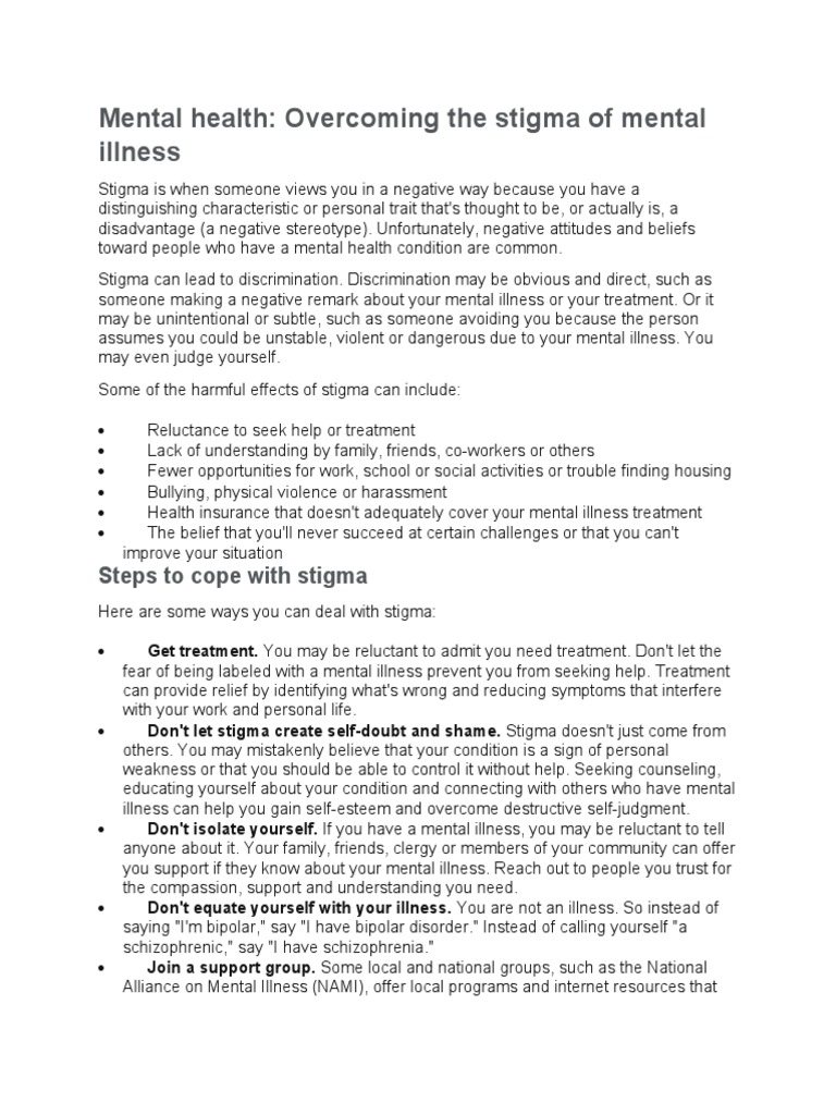 Mental Health: Overcoming The Stigma of Mental Illness: Steps To Cope ...