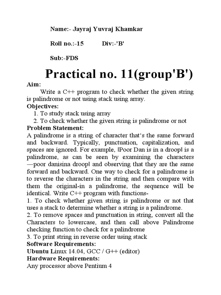 Fds Pract No 11 (Group'D') | PDF | String (Computer Science) | Array ...