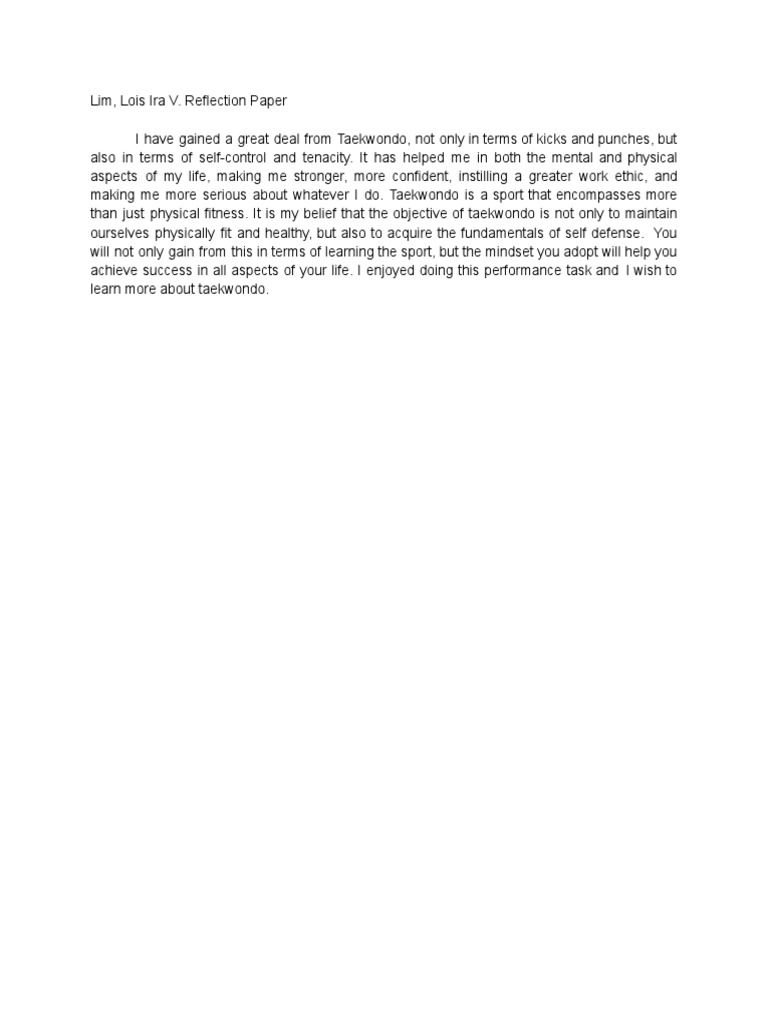 Lim, Lois Ira v. Reflection Paper | PDF