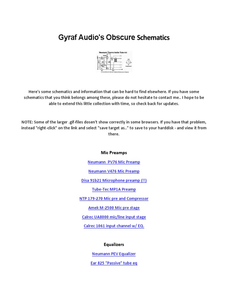 Gyraf Audio's Obscure Schematics: Mic Preamps | PDF | Equalization (Audio) | Amplifier