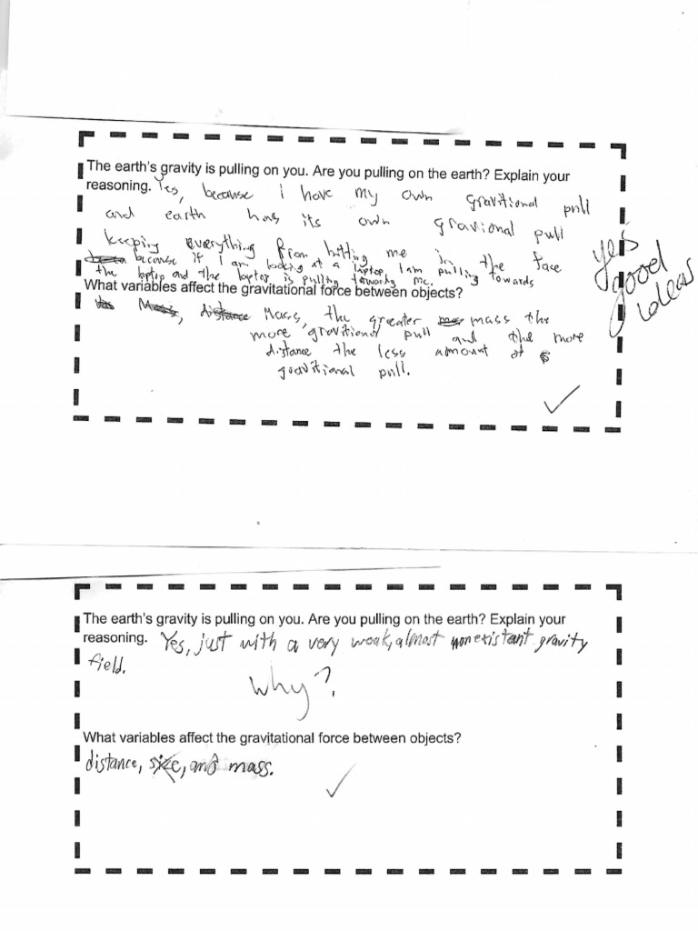 Exit Tickets Gravitational Force | PDF