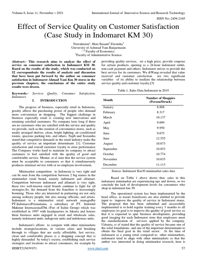 Effect of Service Quality On Customer Satisfaction (Case Study in Indomaret KM 30) | Download ...