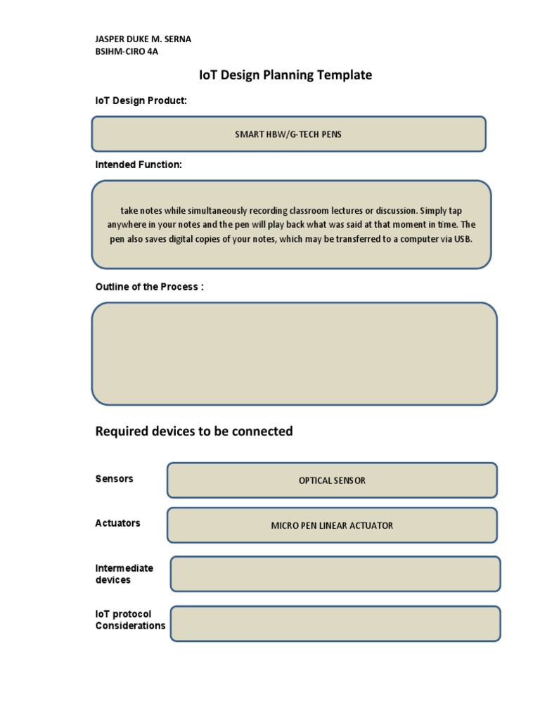 IoT Design Planning Template-1 SERNA | PDF