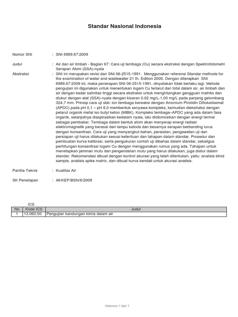 SNI 6989.67 2009 Cu Ekstraksi | PDF