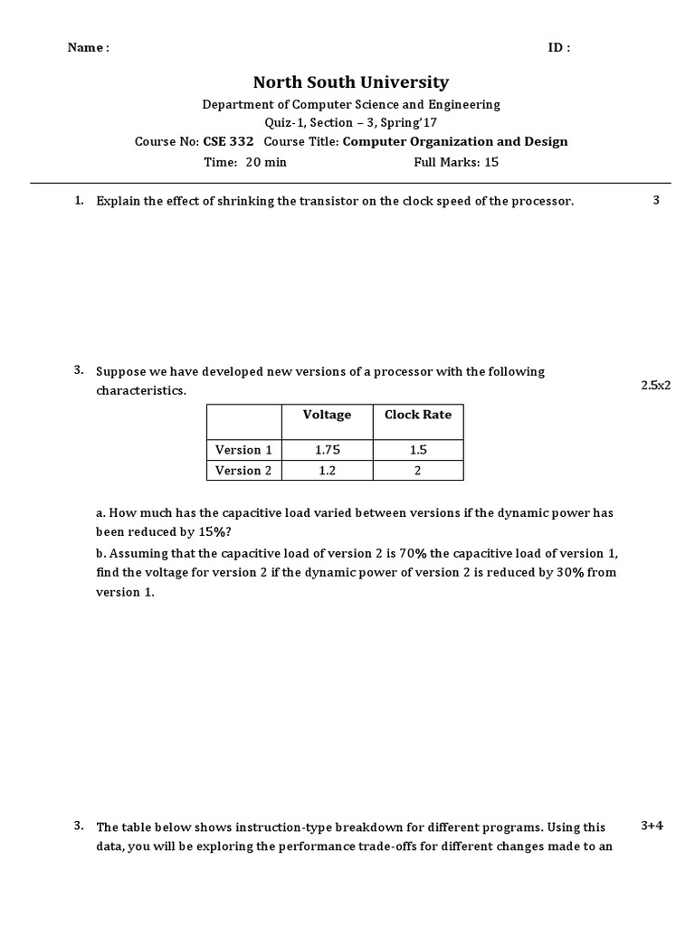 North South University: Name: ID | PDF