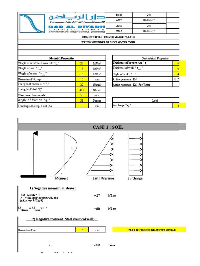 Water Tank Design Aci 318 05 Amp 350 01xlsx PDF Free | PDF | Concrete ...