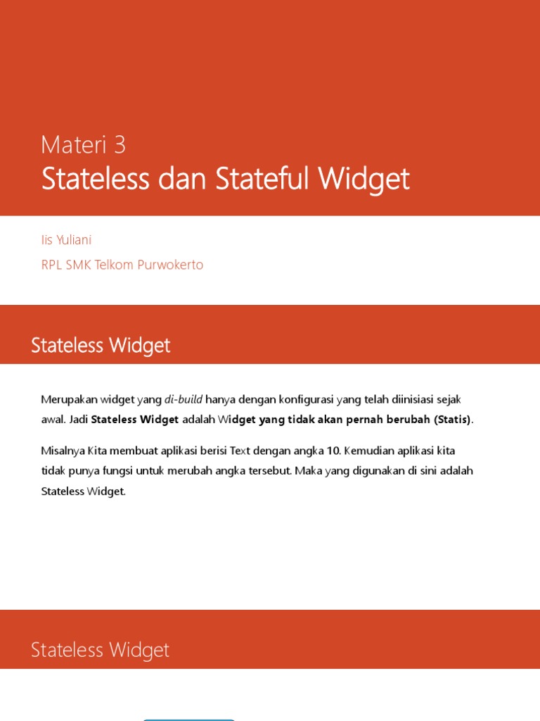 Materi 3 Stateless Dan Stateful Widget | PDF Materi 3 Stateless Dan Stateful Widget | PDF