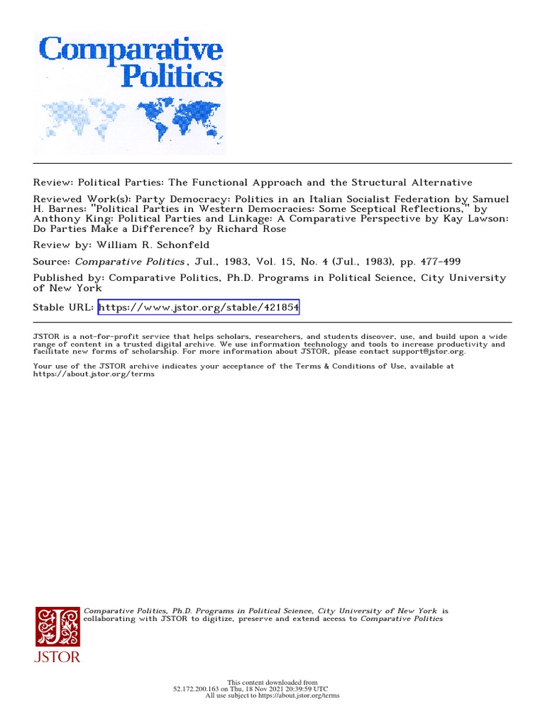 Political Parties The Functional Approach and The Structural ...