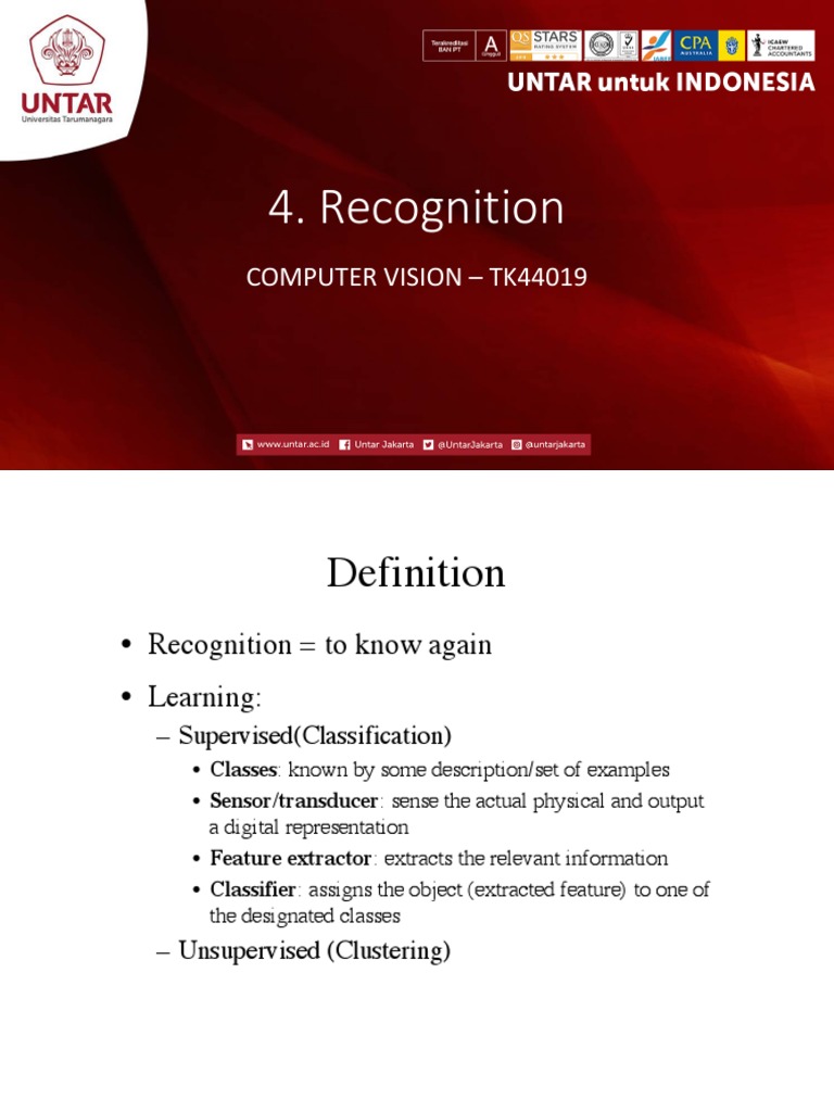 CV w4 - Recognition - Statistical Based | PDF | Cluster Analysis | Statistical Data Types