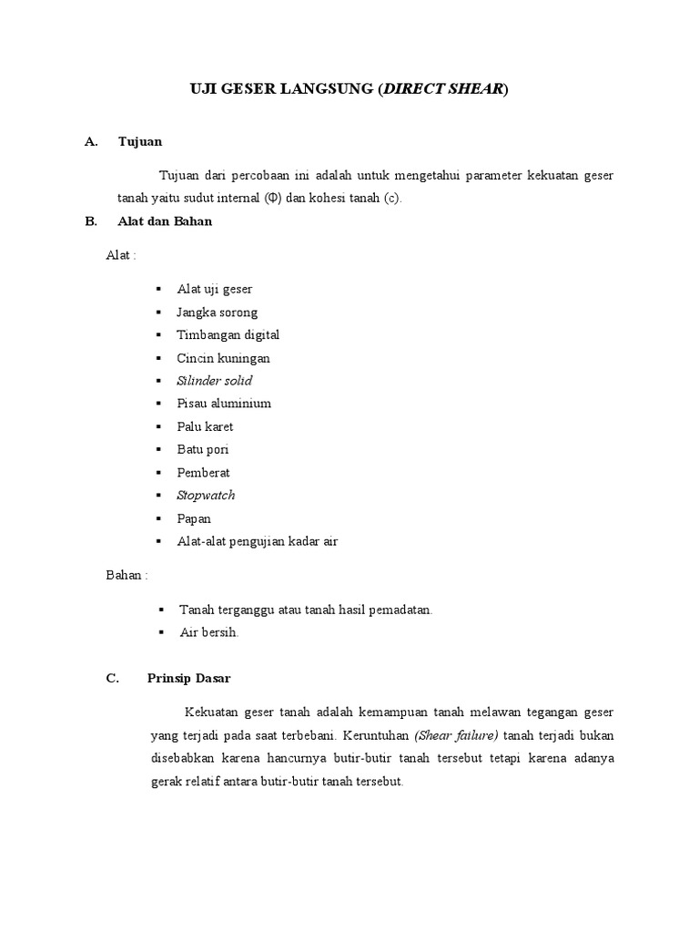 Uji Geser Tanah: Metode dan Analisis | PDF