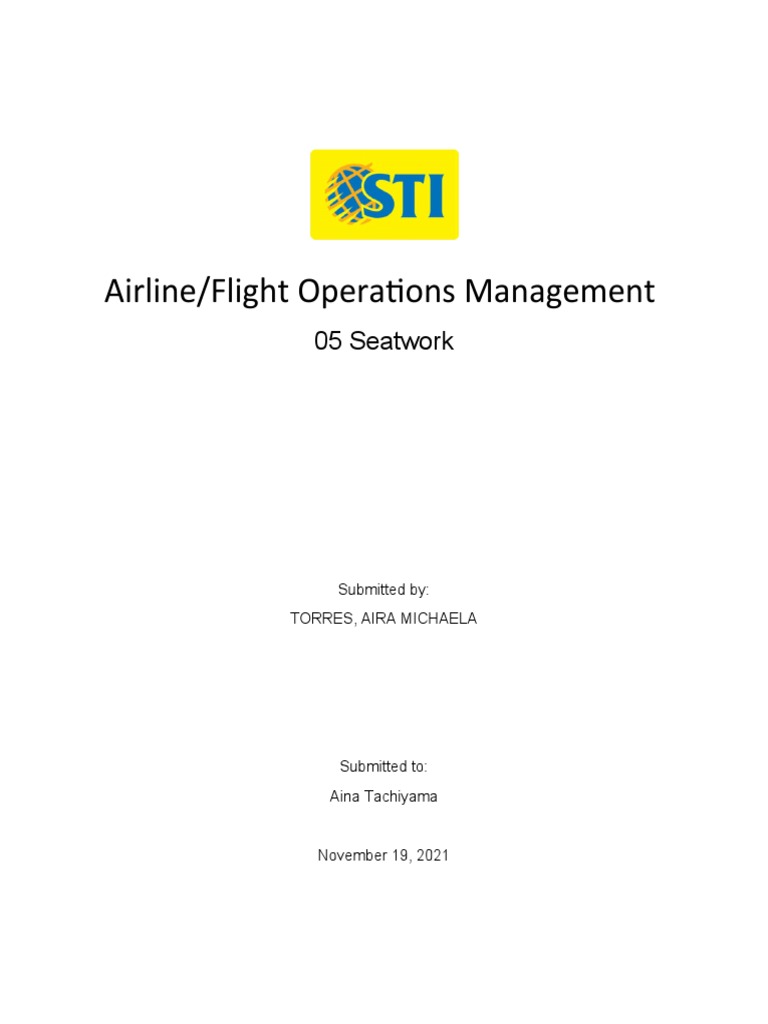 Airline/Flight Operations Management: 05 Seatwork | PDF