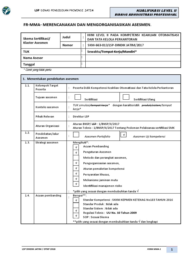 Form Mma-1 - Kualifikasi | PDF