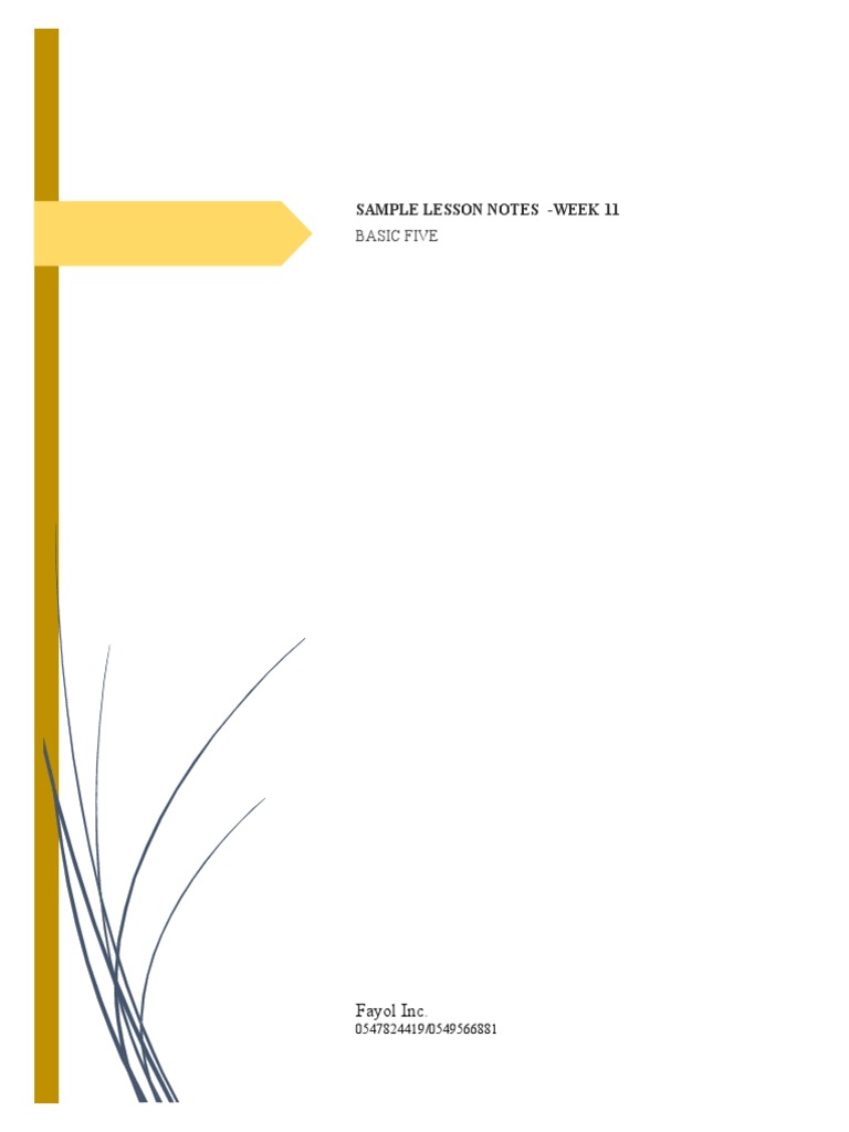 Sample Lesson Notes - Week 11: Basic Five | Download Free PDF ...