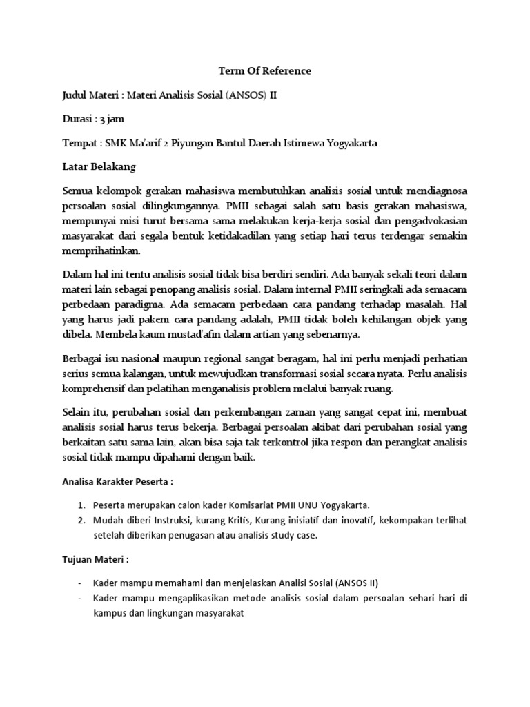 Pelatihan Analisis Sosial PMII Yogyakarta | PDF | Sejarah