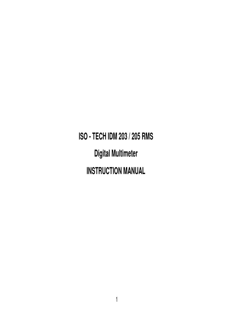 Iso - Tech Idm 203 / 205 Rms Digital Multimeter Instruction Manual ...