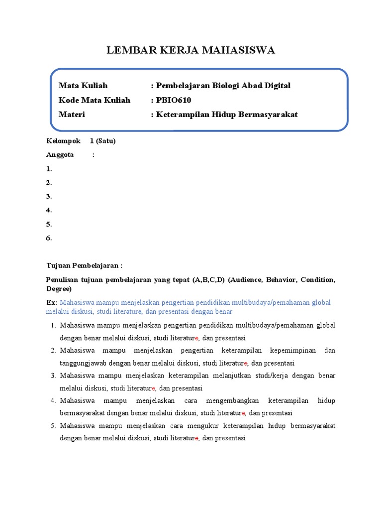 Lembar Kerja Mahasiswa Kelompok 1 | PDF
