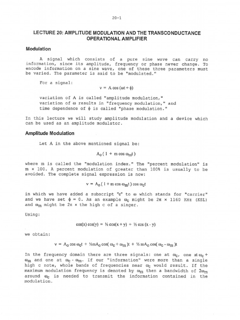 Op Amp Amplitude Modulation | PDF
