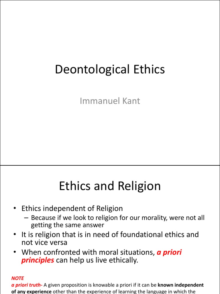 Deontological Ethics | PDF | A Priori And A Posteriori | Philosophical ...