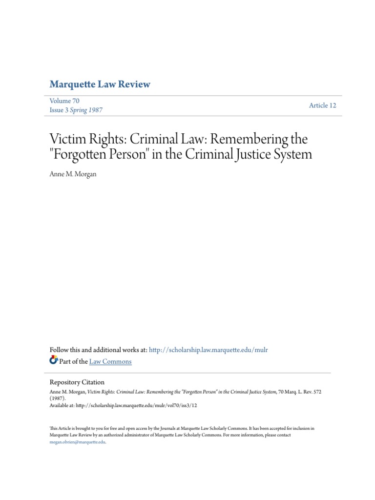 Victim Rights - Criminal Law - Remembering The Forgotten Person I | PDF ...