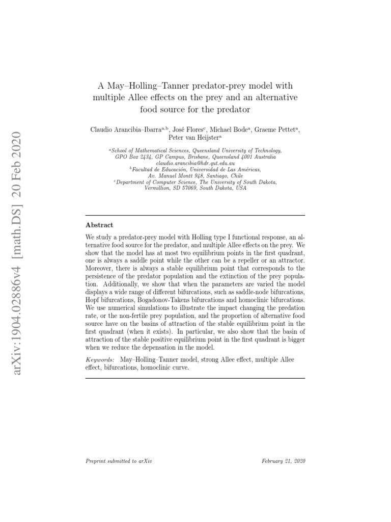 A May-Holling-Tanner Predator-Prey Model With Multiple Allee Effects On ...