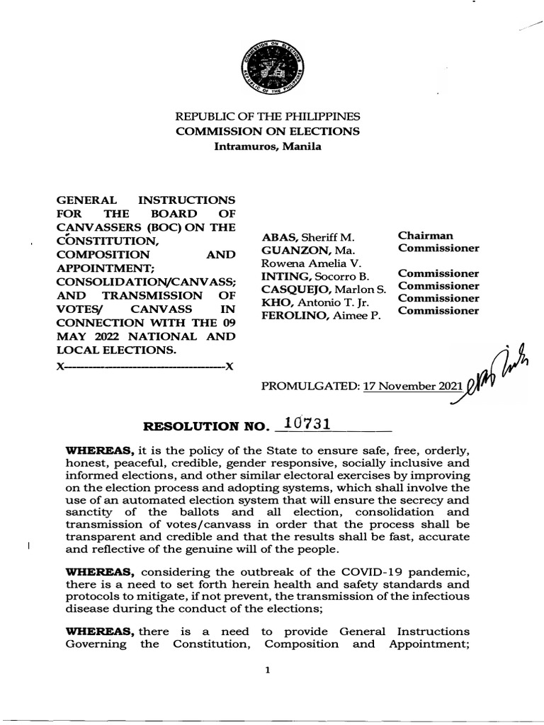 Comelec Resolution No. 10731 | PDF | Indemnity | Login