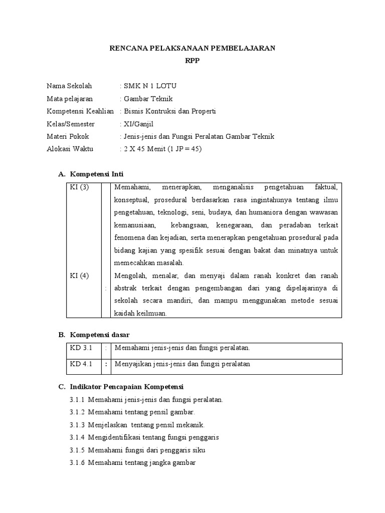 RPP Gambar Teknik | PDF