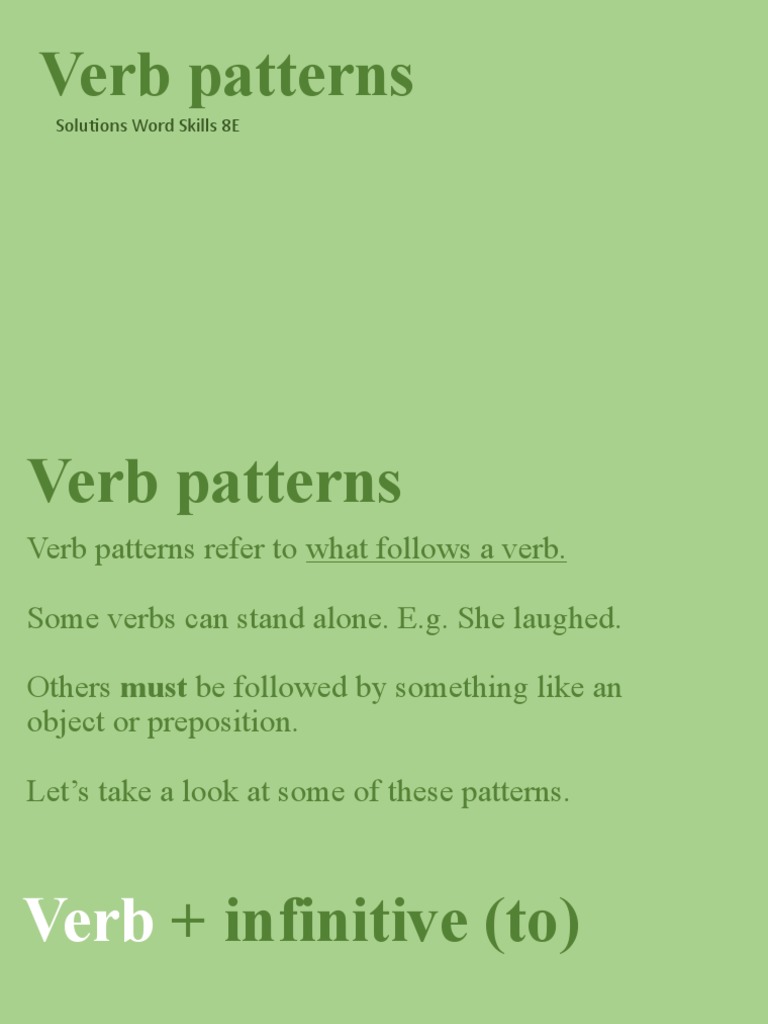 Verb Patterns Word Skills 8e | PDF