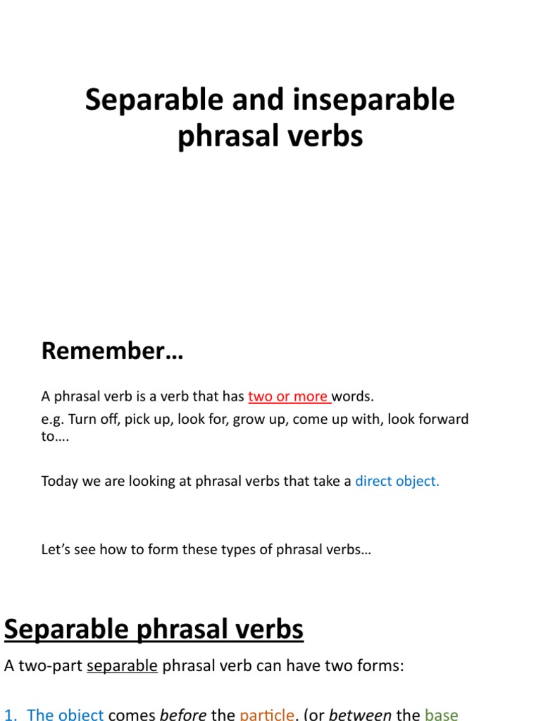 Separable and Inseparable Phrasal Verbs | PDF