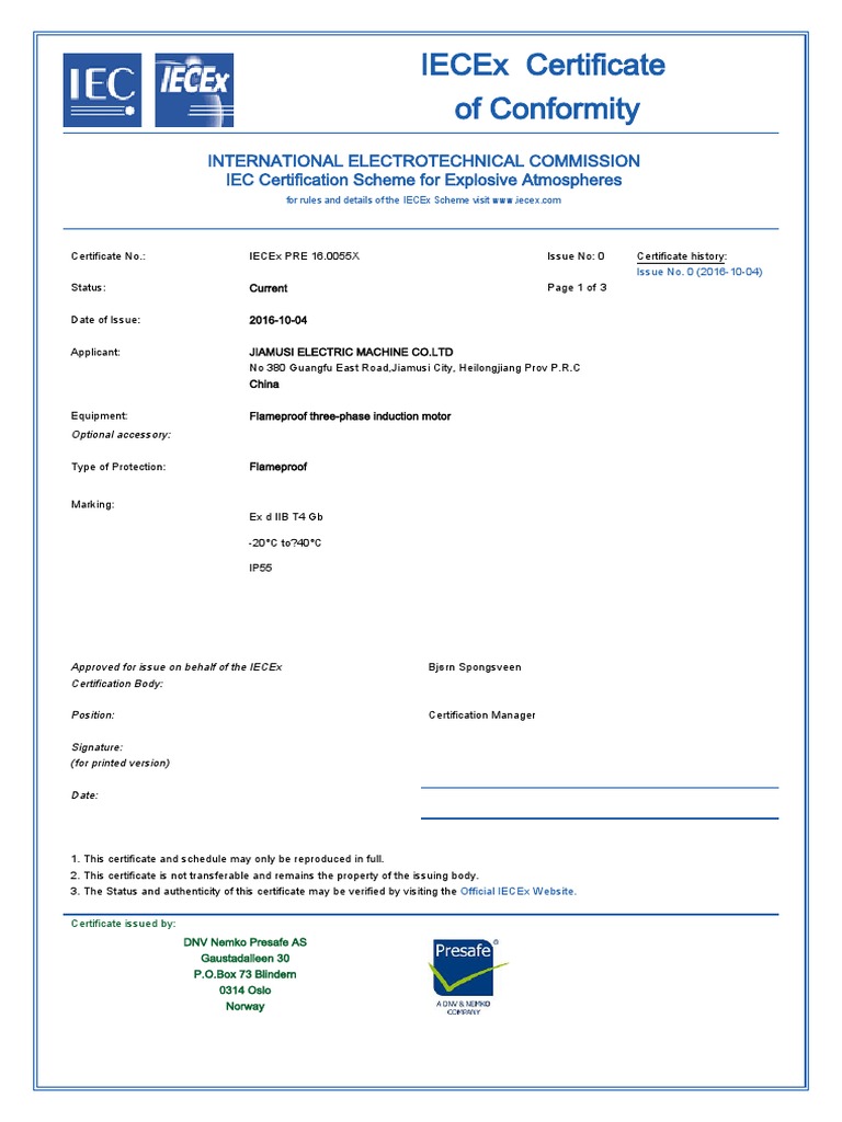Iecex Certificate of Conformity | PDF | International Electrotechnical ...