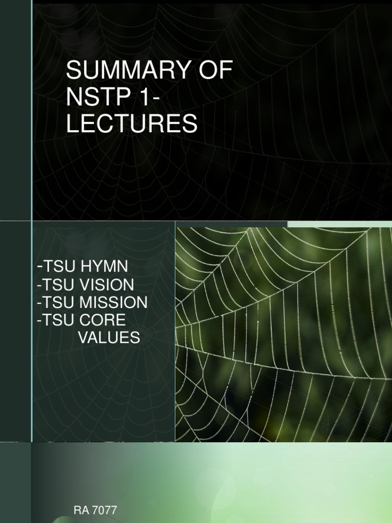 Summary of NSTP 1-Lectures | PDF | Risk | Hazards