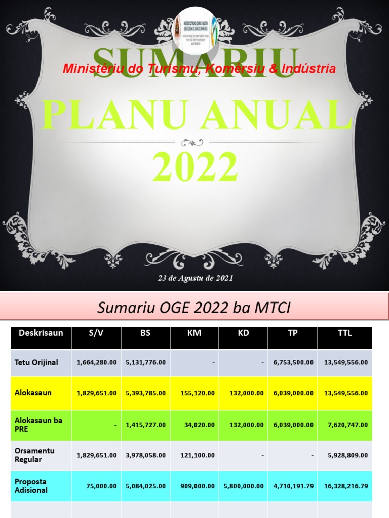 Sumariu-PAA 2022-MTCI Tuir Programa | PDF