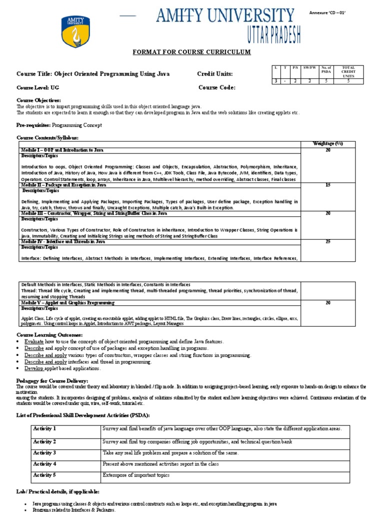 Object Oriented Programming Using Java | PDF | Java (Programming ...