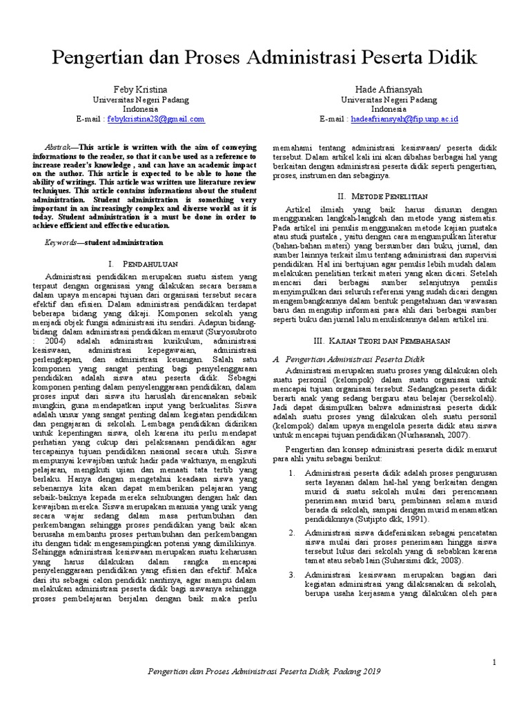 Pengertian Dan Proses Administrasi Peserta Didik | PDF