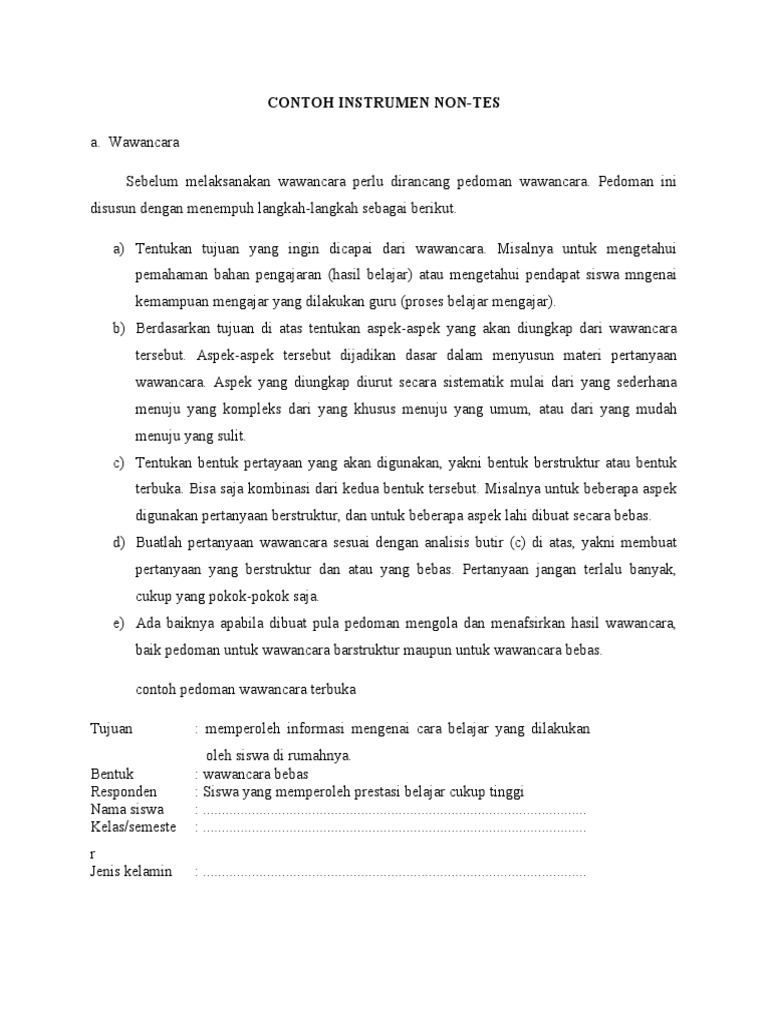 Contoh Instrumen Non-Tes | PDF