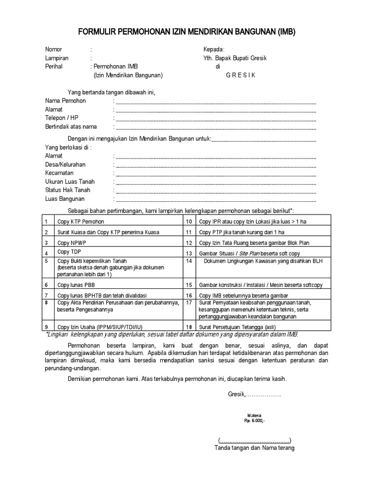 Formulir Imb Umum | PDF | Hukum