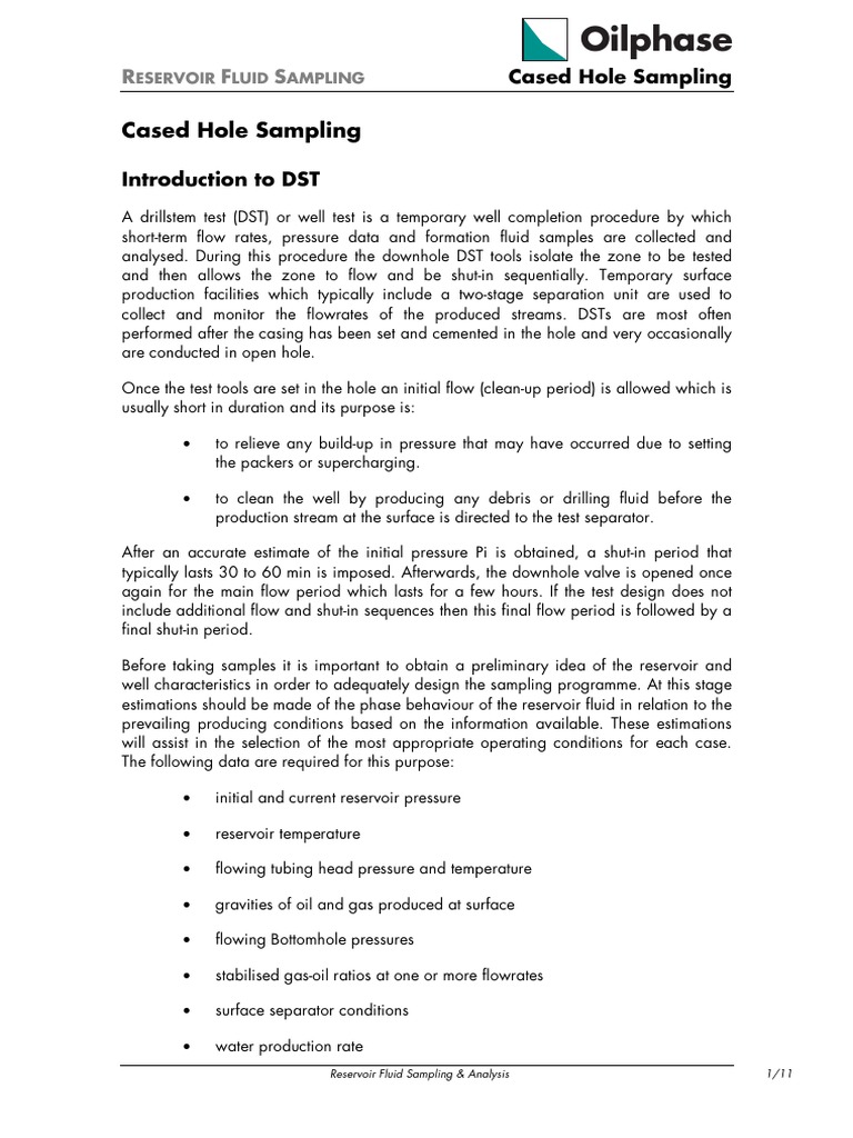 08 Cased Hole Sampling | PDF | Petroleum Reservoir | Gases