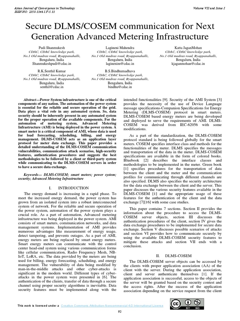 Secure DLMS/COSEM Communication For Next Generation Advanced Metering ...