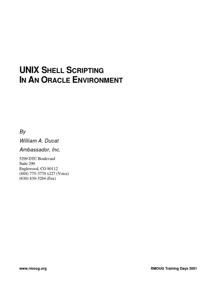 Unix Oracle Shell Scripting Pdf