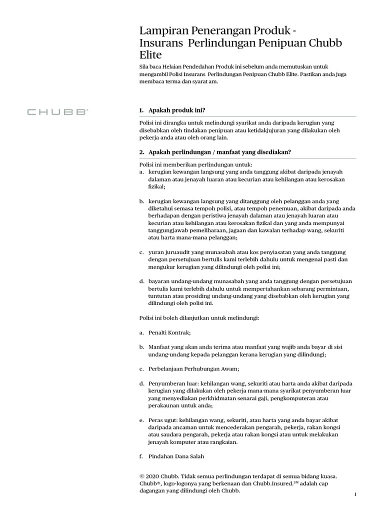 FinLines - Chubb Elite Fraud Protector - BM | PDF