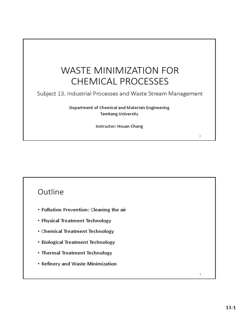 Subject 13. Industrial Processes and Waste Stream Management | PDF