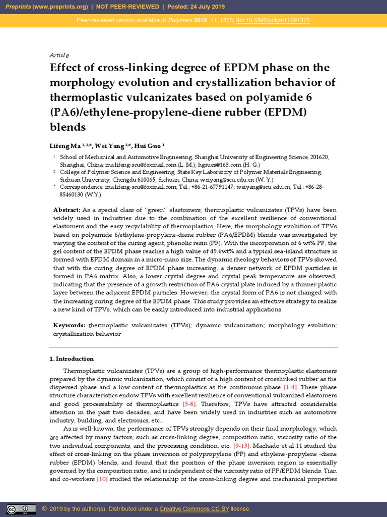 Epdm Vs TPV | PDF | Differential Scanning Calorimetry | Cross Link
