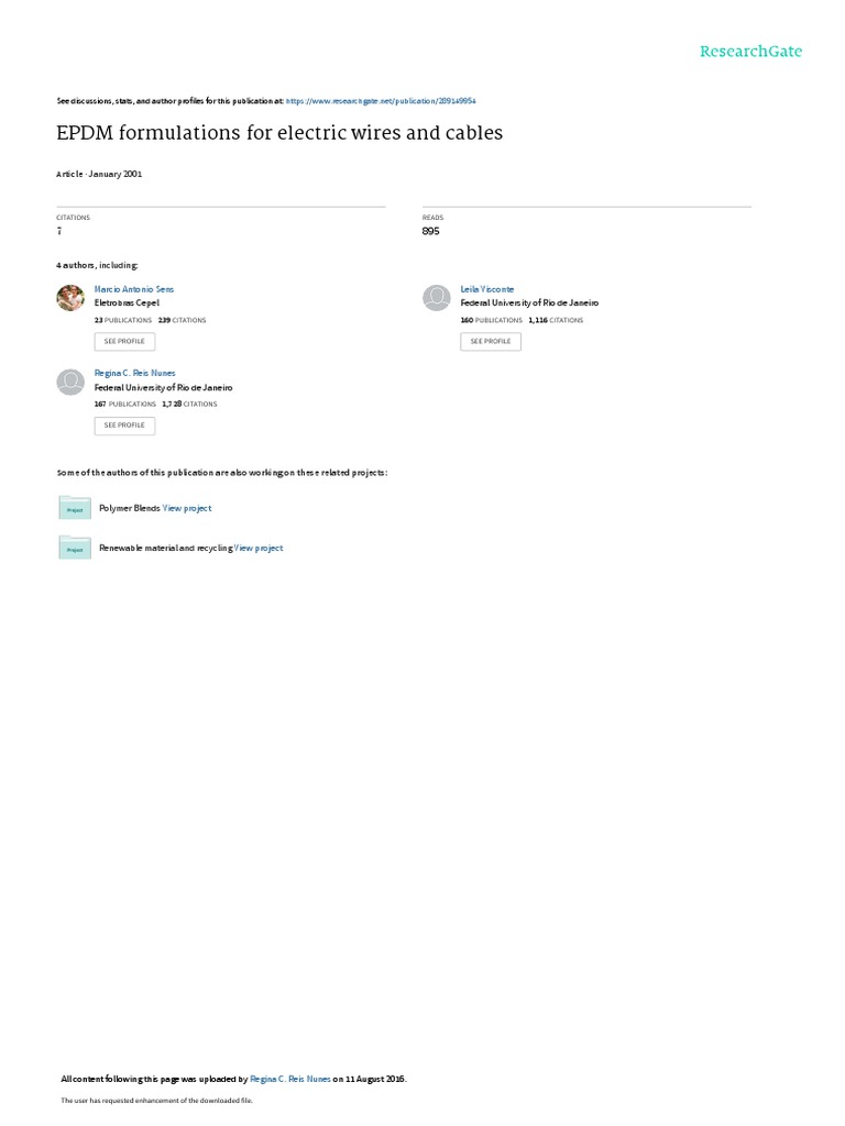 Epdm Formulations Foe Electric Cables 2001CanaudKGK | PDF | Dielectric ...