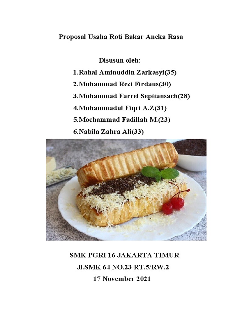Proposal Usaha Roti Bakar Aneka Rasa | PDF | Ilmu Sosial | Kesehatan Holistik