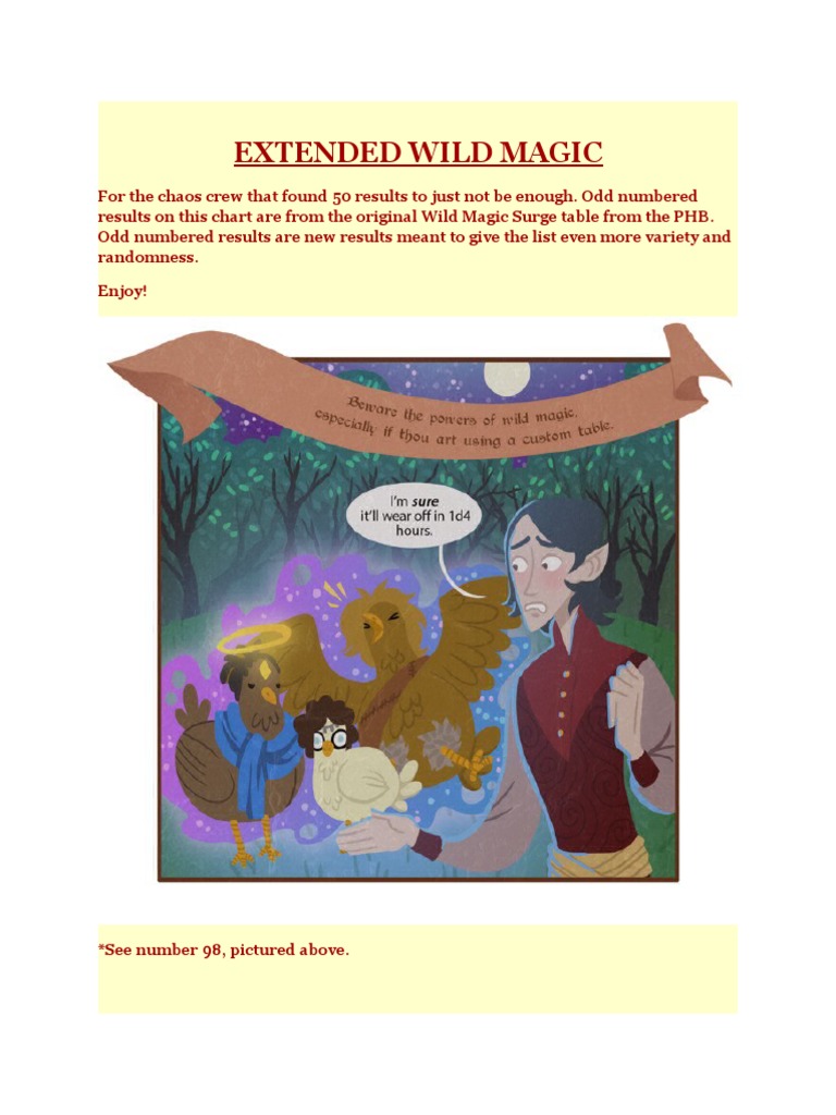 Expanded Wild Magic Table 5E | PDF