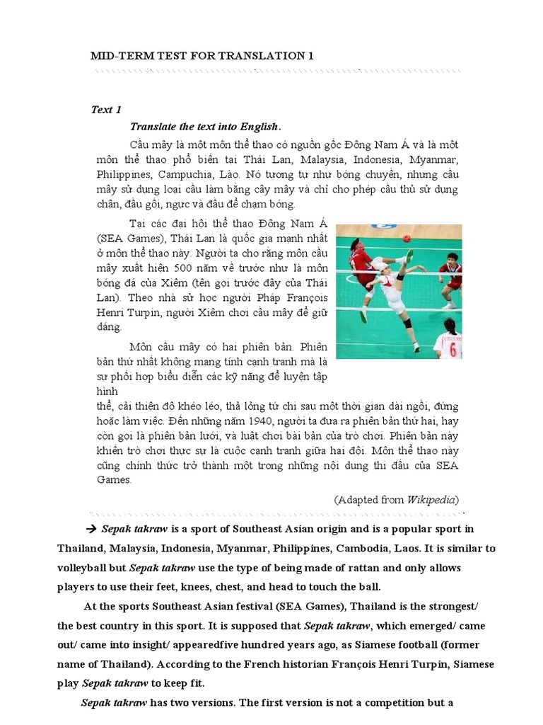 Midterm Test Translation 1 | PDF