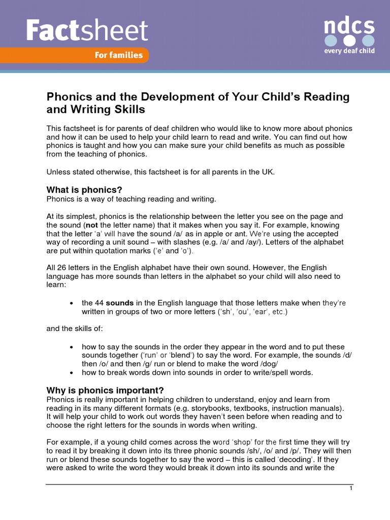 Phonics and The Development of Your Childs Reading and Writing Skills ...