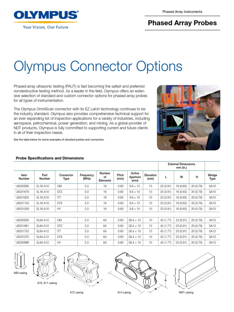 Olympus Connector Options: Phased Array Probes | PDF | Nondestructive ...