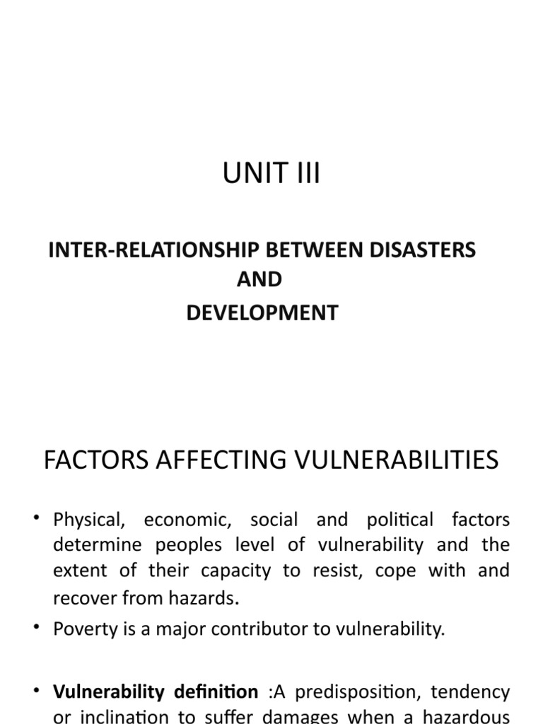 Unit Iii: Inter-Relationship Between Disasters AND Development | PDF ...