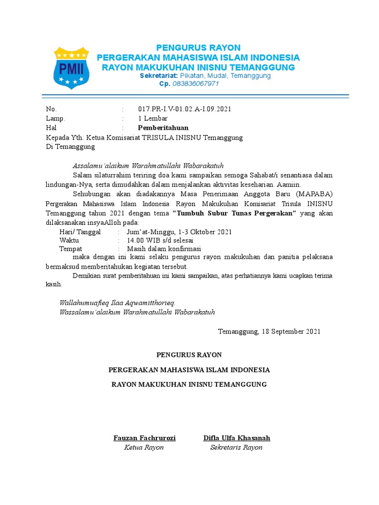 Pemberitahuan MAPABA 2021 | PDF