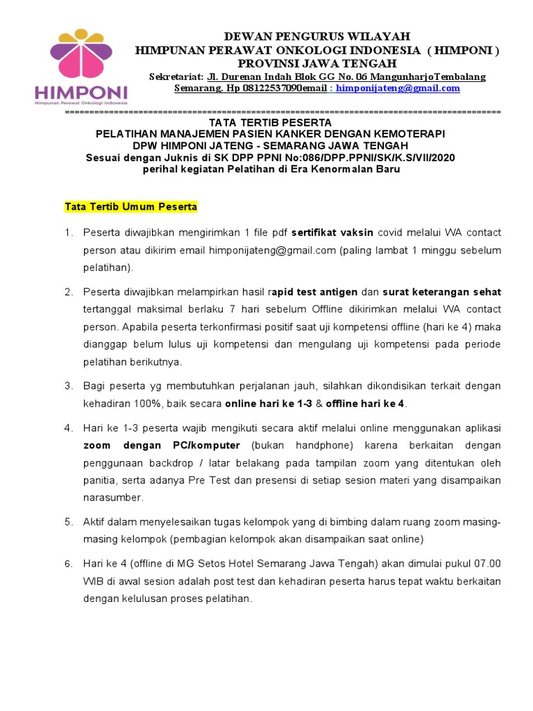 Tata Tertib Pelatihan Kemo | PDF
